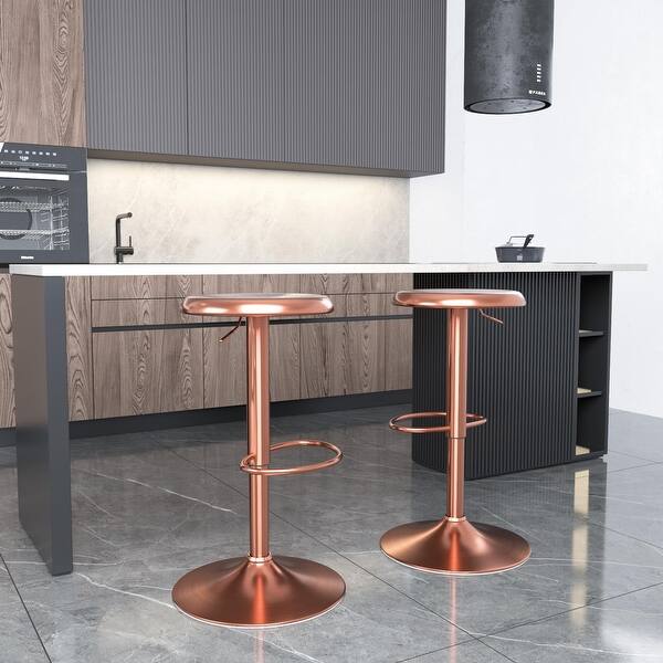 Adjustable Bar Stools Set of 2, Swivel Round Metal Airlift Barstools ...