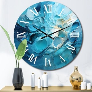 Designart "Azure Symphony II" Abstract Landscape Oversized Wall Clock ...
