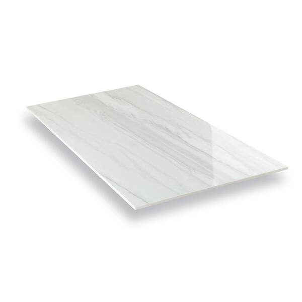 Splendor 23.7 in. x 47.25 in. Polished White Porcelain Rectangular Wall ...