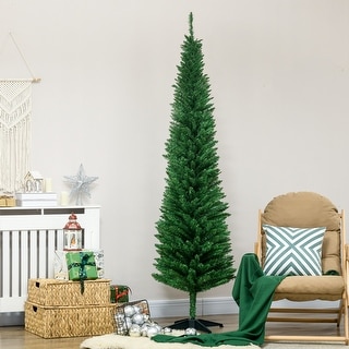 7FT Artificial Pencil Christmas Tree with Plastic Stand - Bed Bath ...