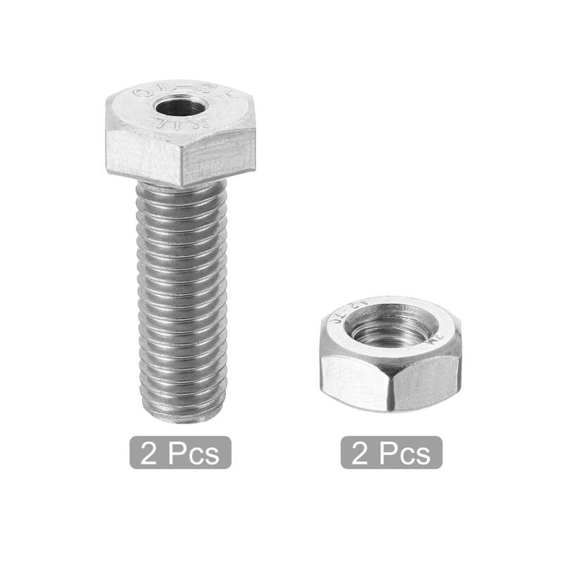 2pcs Hollow Screw Bolts Hexagon Fasteners with Nuts Stainless Steel ...