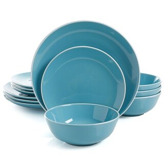 Gibson Home Simply Classic 12 Piece Ceramic Dinnerware Set in Blue ...