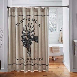 Sawyer Mill Charcoal Windmill Shower Curtain 72 x 72 Country Tan - Bed ...