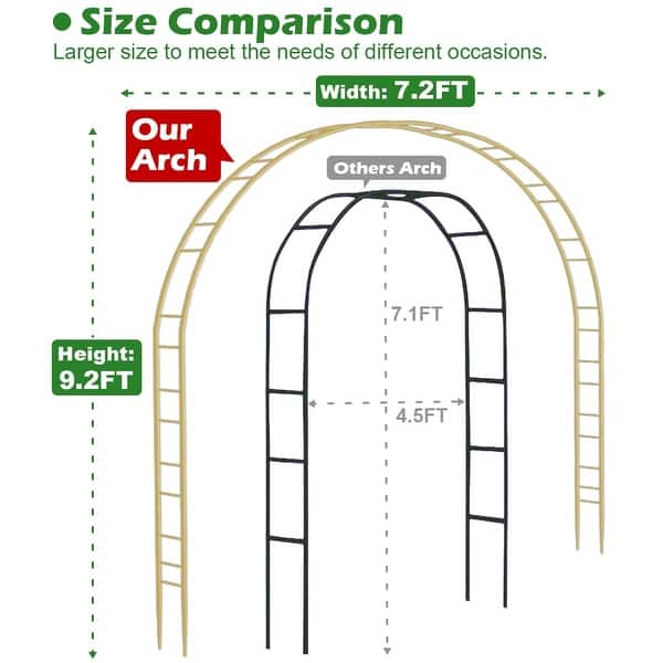 Extra Large Garden Arch 7.2Ft Wide 9.2Ft High, Wedding Arch for ...