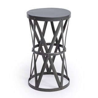 22" Gray Iron Hourglass Base Round Top End Table - Bed Bath & Beyond ...