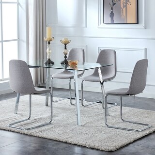 4-Piece Dining Chairs Spoon Shape Accent Chairs Linen Fabric Sied ...