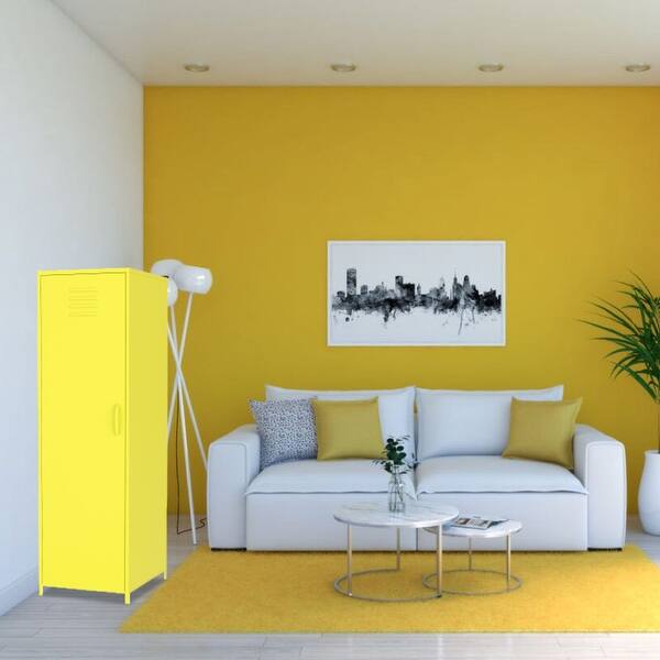 one door storage cabinet Yellow tall cabinet Metal utility cabinet ...