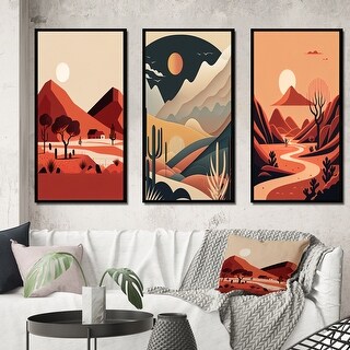 Designart "Full Moon Over Terra Cotta Mountains I" Landscape Mountains ...