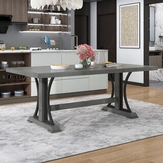 Retro Style Dining Table 78" Wood Rectangular Table - Bed Bath & Beyond ...