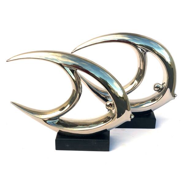 Mirrored Chrome Fish Set of 2 on Bases - 13 x 3 x 11 inches - Bed Bath ...