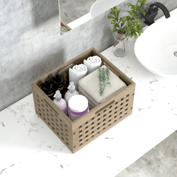 Grate Teak Storage Bin - Bed Bath & Beyond - 39506138