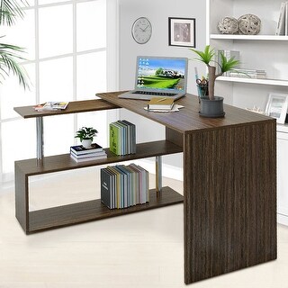 Rotating L Shaped Computer Desk Large Corner Office Desk with Open 2 ...