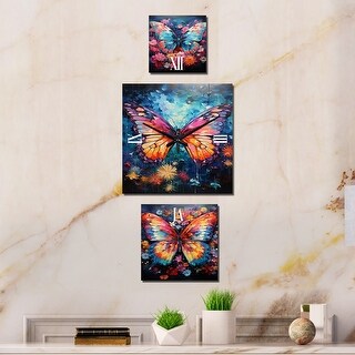 Designart "Butterfly Fauvist Flutter " Butterfly Oversized Modern Clock ...