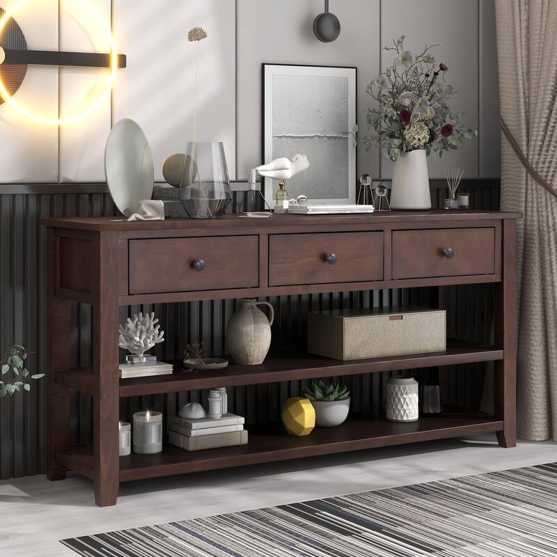 Merax 48'' Modern Console Table with 3 Drawers and 2 Shelves - On Sale ...