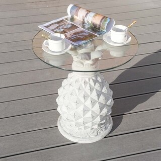 Modern Outdoor/ Indoor Bionic Pineapple Shape Side Table with Glass Top ...