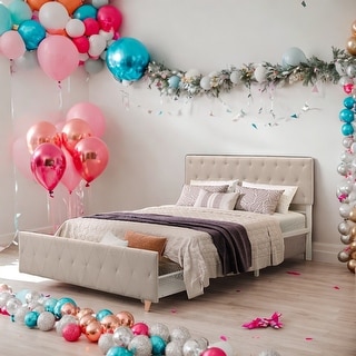 Solid & Sturdy Queen Size Upholstered Platform Bed with a Big Drawer ...