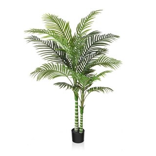 Artificial Golden Cane Palm Tree, 5 Ft Fake Plant for Home Decor, Faux ...