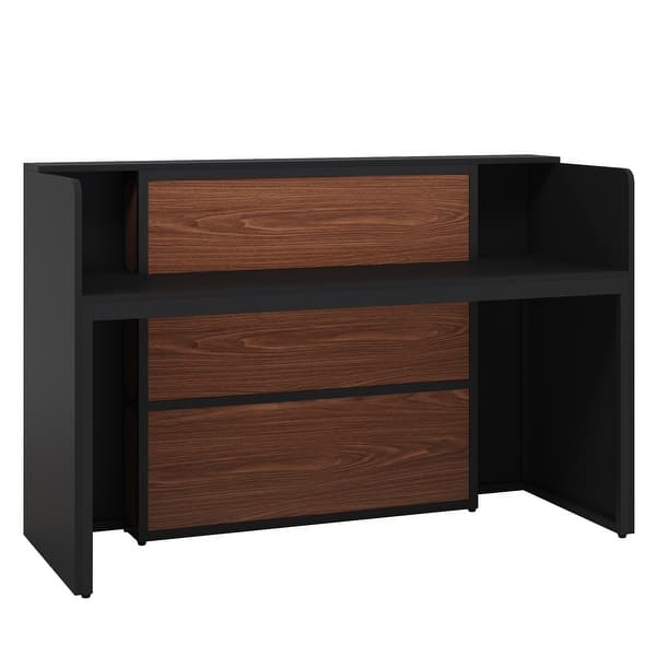 63 Inch LED Reception Front Counter Desk Table with Private Panels for ...