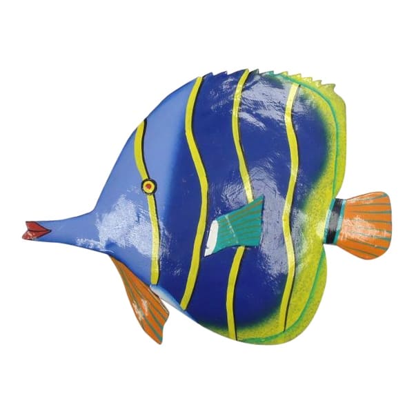 Pointed Long Nose Blue Butterfly Fish Haitian Metal Wall Art - Bed Bath ...