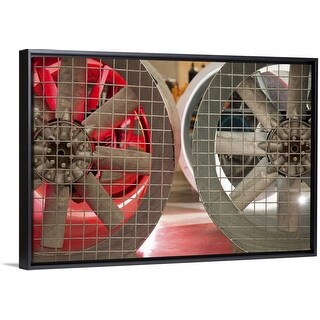 "Close up of industrial fans behind metal grate" Black Float Frame ...