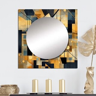 Designart "Gold Cubist Visions II" Cubism Wall Mirror - Abstract Large ...