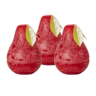 Cranberry Pear Candles - Set of 3 - 3"L x 3"W x 4.5"H - Bed Bath ...