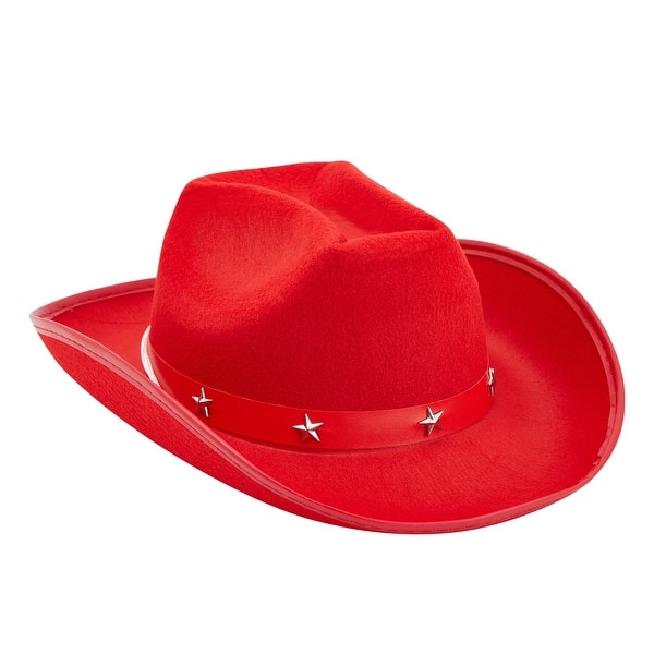 Felt Red Cowgirl Hat for Women and Men, Costume Accessories (14.8 x 10. ...