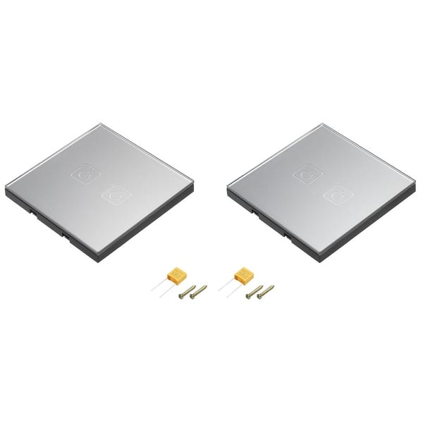 Touch Lamp Switch 2 Gang 1 Way Tempered Glass Panel Grey Pack of 2 ...