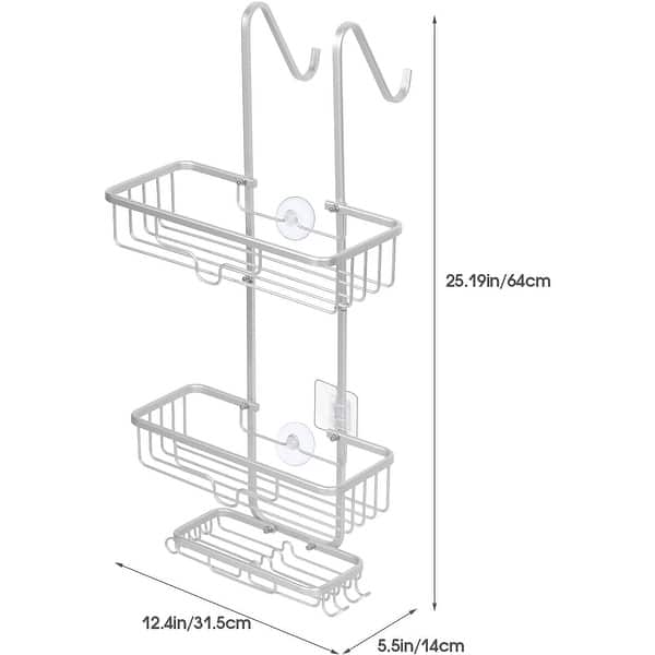 3 Tier Shower Racks with Hooks and Shampoo Soap Razor Holder - Bed Bath ...
