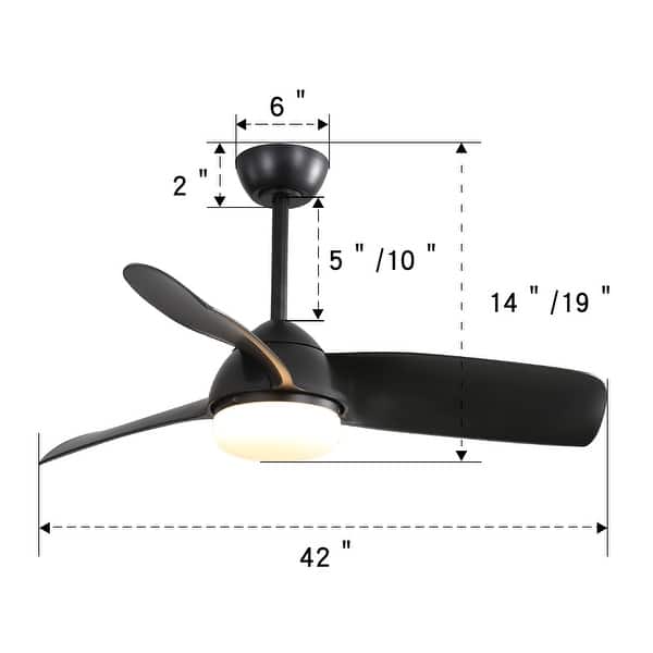 42 Inch Indoor ABS Ceiling Fan With 6 Speed Remote Control Dimmable ...