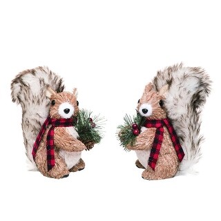 Transpac Foam 8 in. Brown Christmas Squirrel Set of 2 - Bed Bath ...