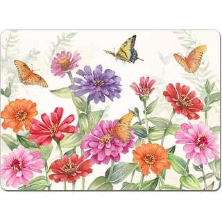 Zinnias & Butterflies Decorative Hardboard Cork Back Tabletop Placemats ...