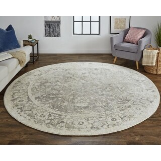 HomeRoots 8' Ivory And Tan Round Abstract Hand Woven Area Rug - 8 ...