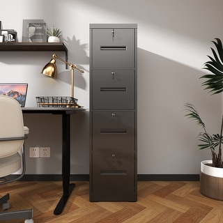 Metal Narrow File Storage Cabinet with Anti-Tilt Drawers, 4 Drawer ...