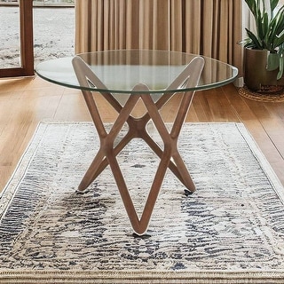 Star Walnut Modern Glass Side table End Table - Bed Bath & Beyond ...