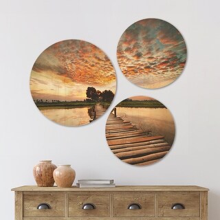 Designart 'Makeshift Wooden Pier Over River' Sea Bridge Wood Wall Art ...