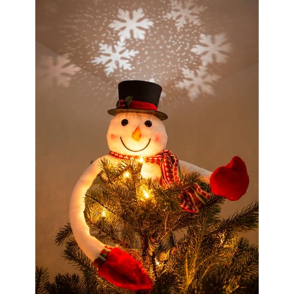 12" LED Fabric Snowman Tree Topper with Snowflake Projection - Bed Bath ...