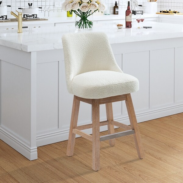 Boucle Polyester Upholstered Swivel Counter Stool Foot Glides On Sale Bed Bath Beyond 39497395