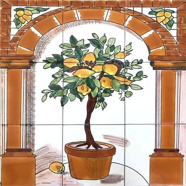 tree tile backsplash