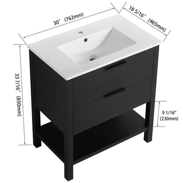ARTCHIRLY 30 Inch Bathroom Vanity with Sink, Single Sink Freestanding ...