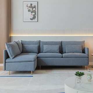 Modular L-shaped Corner Sectional Sofa Left Hand Facing Couch Cotton ...