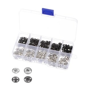 100 Sets Sew-on Snap Buttons Black Silver Tone 10mm Snap Fasteners for ...