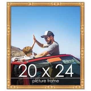20x24 Frame Gold Bamboo Solid Wood Picture Frame with UV Acrylic, Foam ...