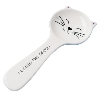 Hand-Painted "I Licked The Spoon" Cat Spoon Rest - 11.750 x 6.000 x 2. ...