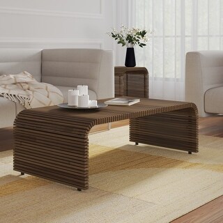 Sevita Brown Wood and Metal Rectangular Coffee Table - 48" W x 26" D x ...