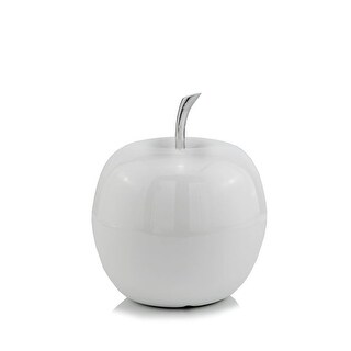 White Coated Mini Apple Shaped Aluminum Accent Home Decor - 4" W x 4" D ...