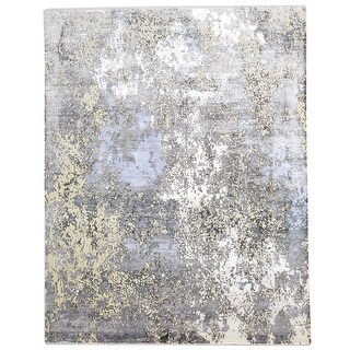 One of a Kind Hand-Knotted Modern 8' x 10' Abstract Wool Grey Rug - 8 ...