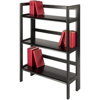 Folding Book Shelf, 3-Tier Portable Bookcase for Small Space, Black ...