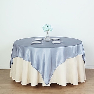 10 Pack Satin Table Overlays Linens Wedding 72" Square Dusty Blue - 72 ...