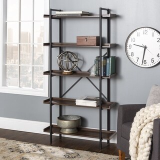 Urban Pipe Rustic Industrial Bookcase, Dark Walnut - Bed Bath & Beyond ...